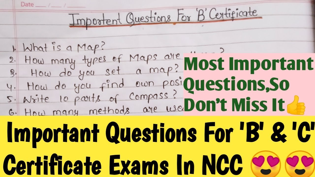 Questions Asked In NCC B Certificate | Important Questions For Defence ...