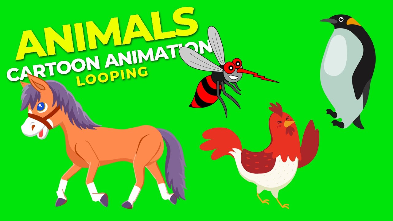 No Copyright Video - Animals Cartoon - Green Screen Motion Graphics ...