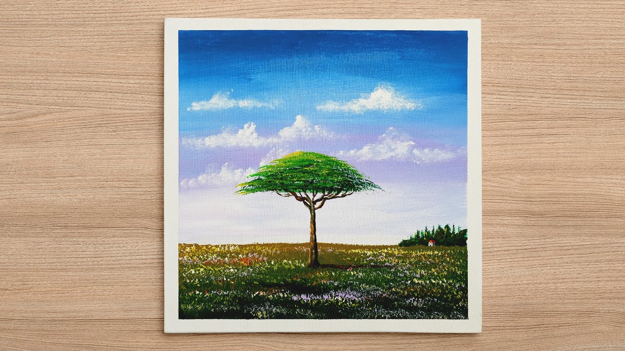 Daily Challenge #340 / Acrylic / African Tree Painting - YouTube