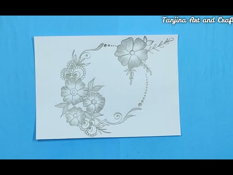 Flower design drawing with pencil | How to draw flowers easy step by step for beginners