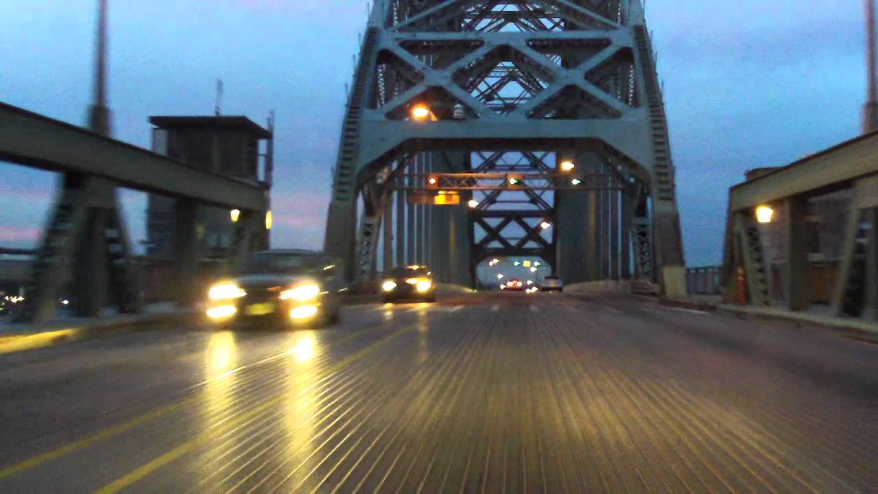 Tacony Palmyra Bridge westbound (Night) - YouTube