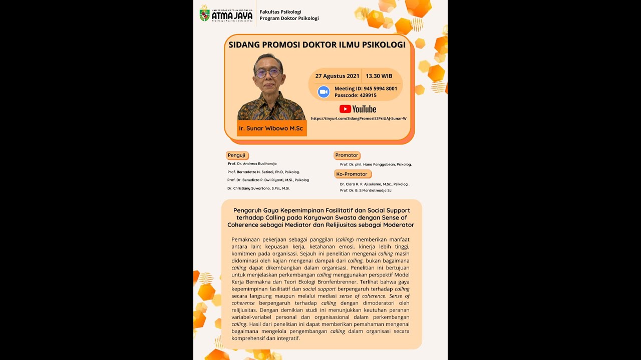 Sidang Promosi Doktor Ilmu Psikologi: Ir. Sunar Wibowo, M. Sc. - YouTube