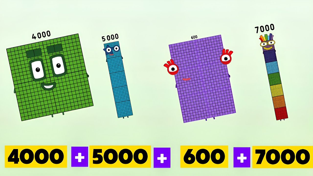 ADDING FOUR GIANT NUMBERBLOCKS | BIG NUMBERBLOCKS ADDITION | LEARN TO ...