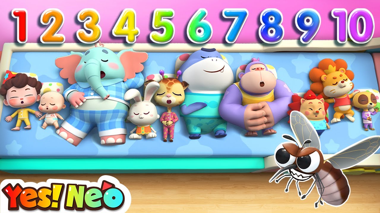 10 in the Bed (Learn Numbers) | Mosquitoes, Go away! | Nursery Rhymes ...