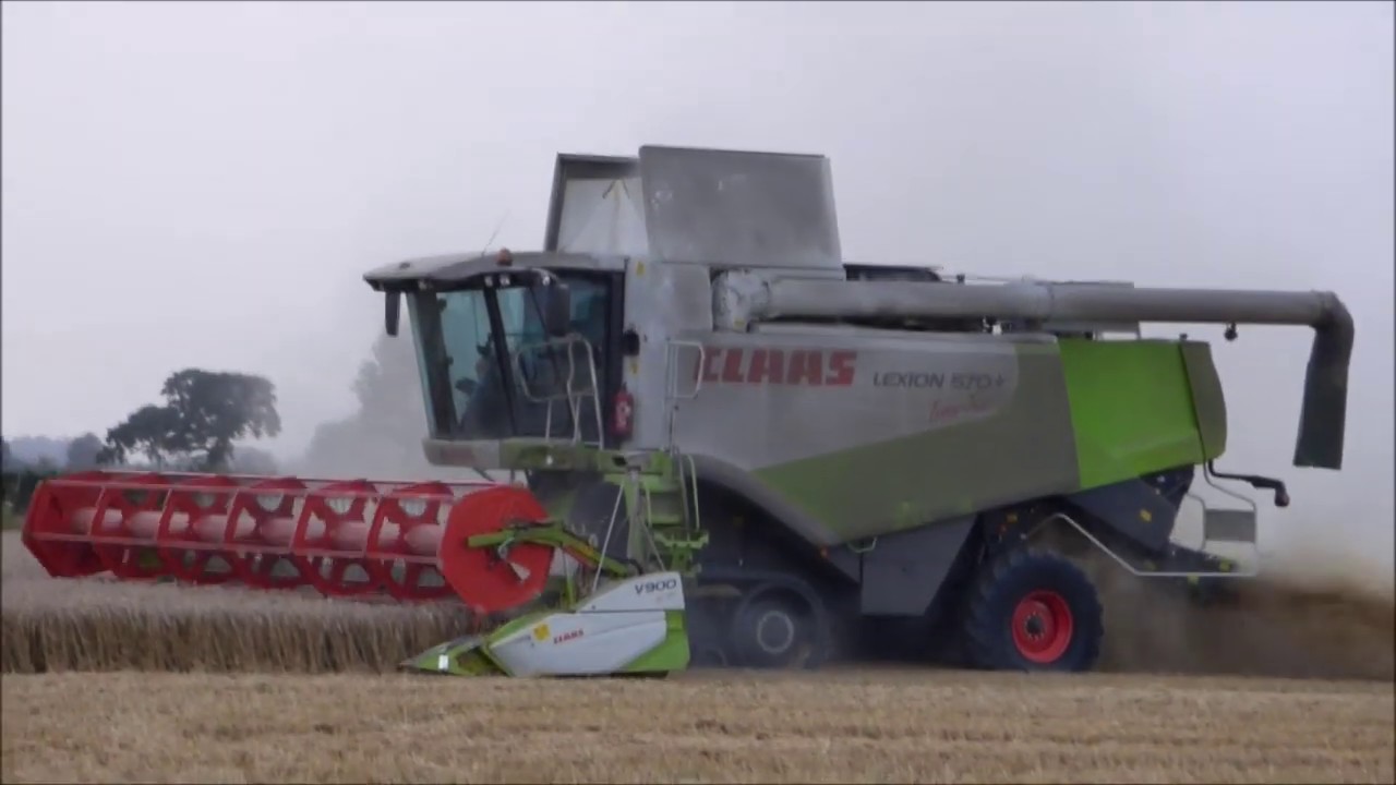 CLAAS LEXION 570+ Combine Harevester , Harvesting Wheat - YouTube