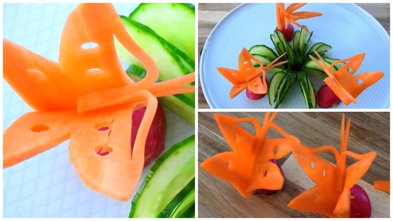 Super Salad Decoration Ideas - Carrot Butterfly And Cucumber Carving ...