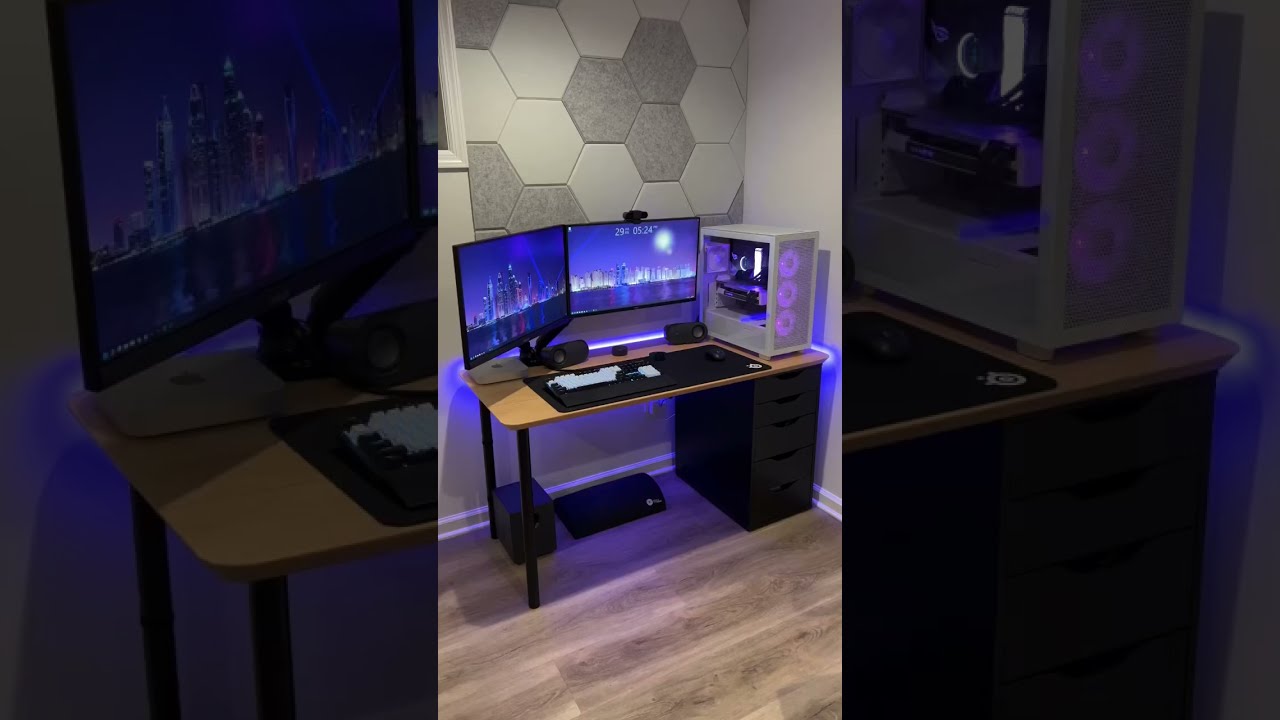 Super Clean & Compact IKEA Gaming Desk Setup - YouTube