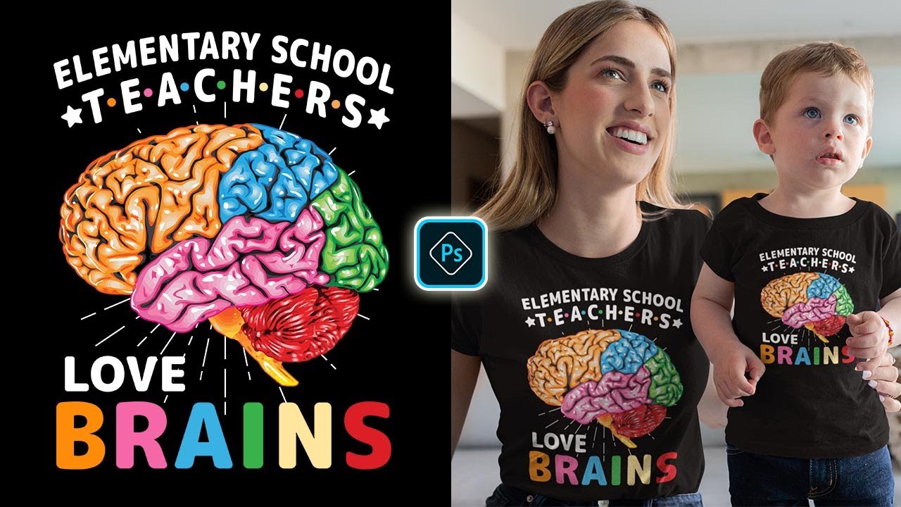 Elementary School T-Shirt Design Merch by Amazon In Photoshop Tutorial ...