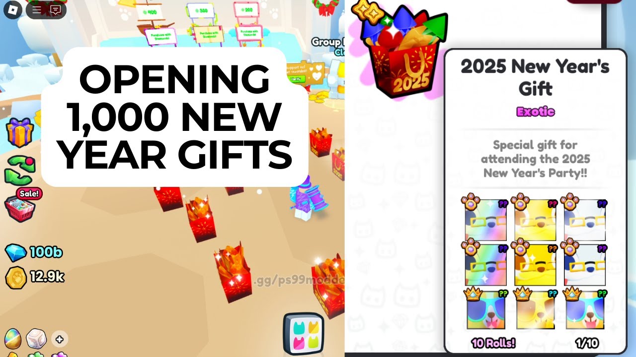 I Opened 500 New Year Gifts BEFORE THEY WERE RELEASED!!! In Pet Sim 99 ...