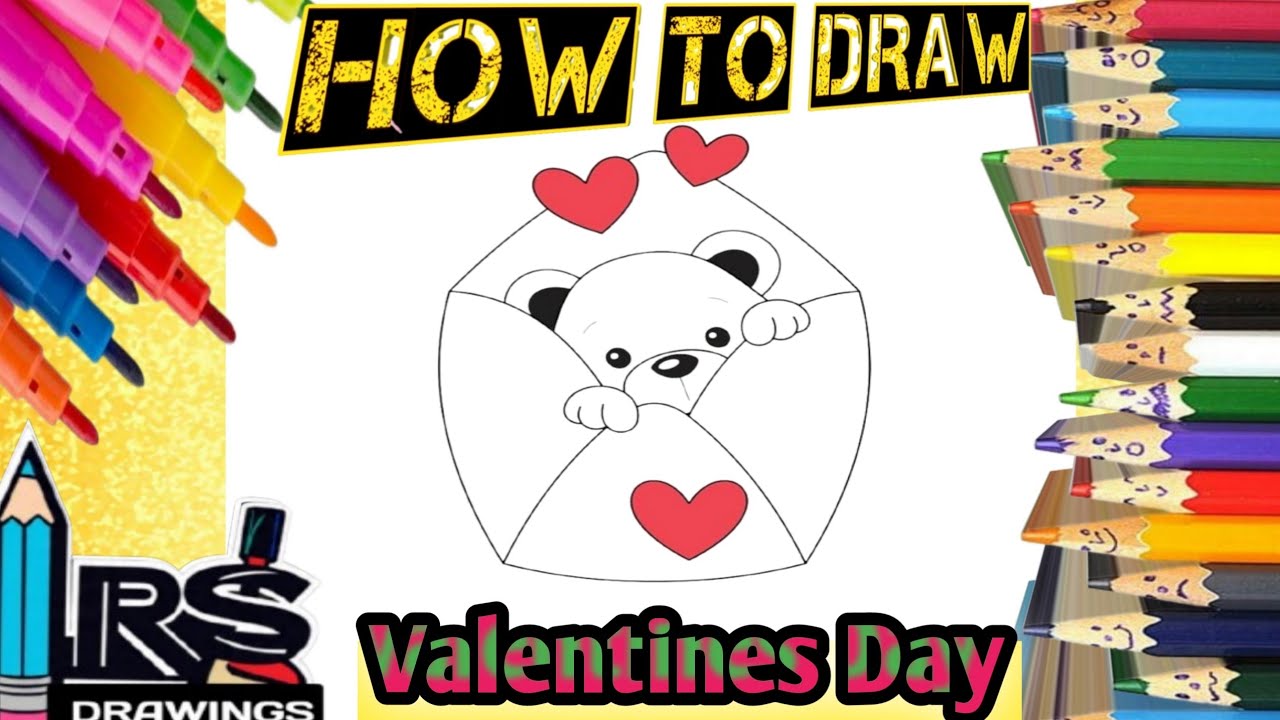 How to draw a cute valentines day drawing, painting &coloring for kids ...