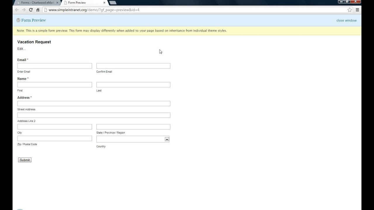 Demo #2: Simple Intranet WordPress Plugin Forms - YouTube