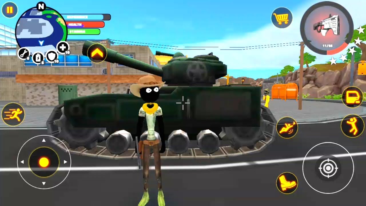 Stickman cowboy crime ny city with tank | Stickman superhero new game ...
