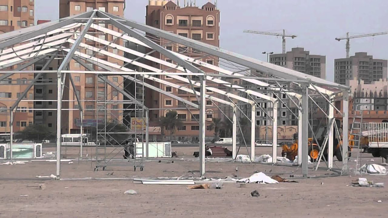 Frame set up for outdoor party tent - YouTube