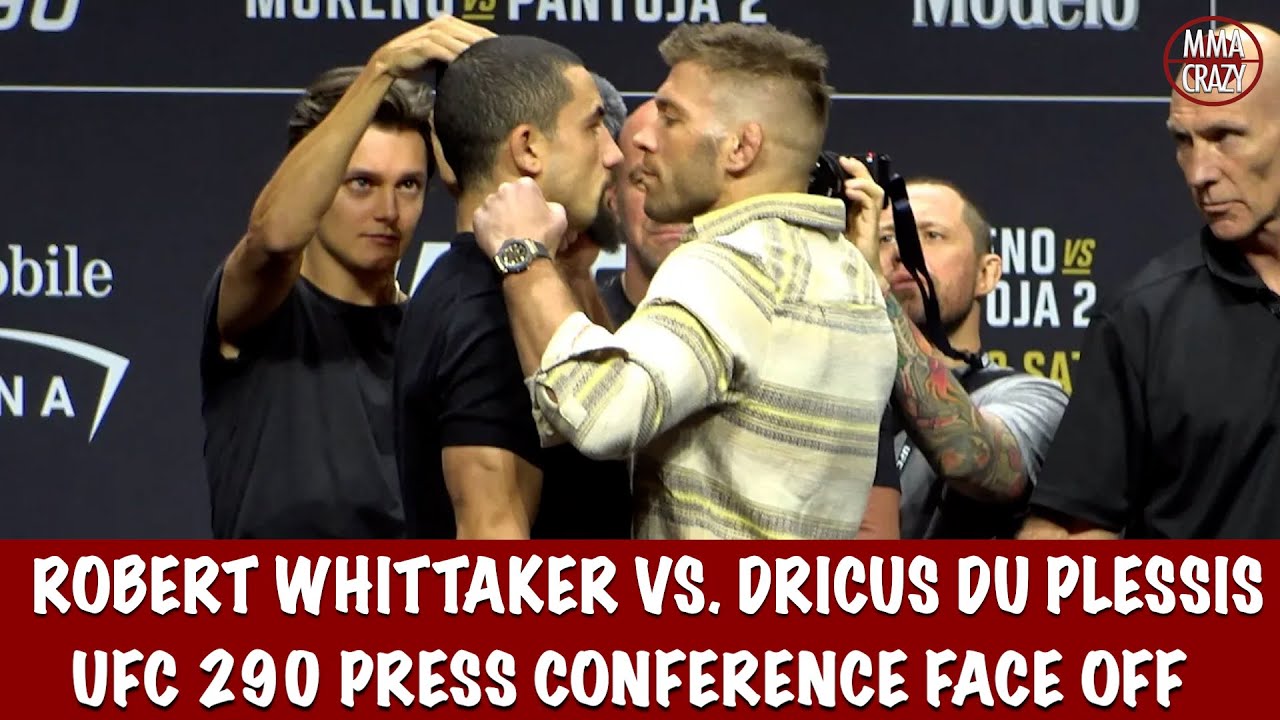 Robert Whittaker vs. Dricus Du Plessis First Face off UFC 290 - YouTube