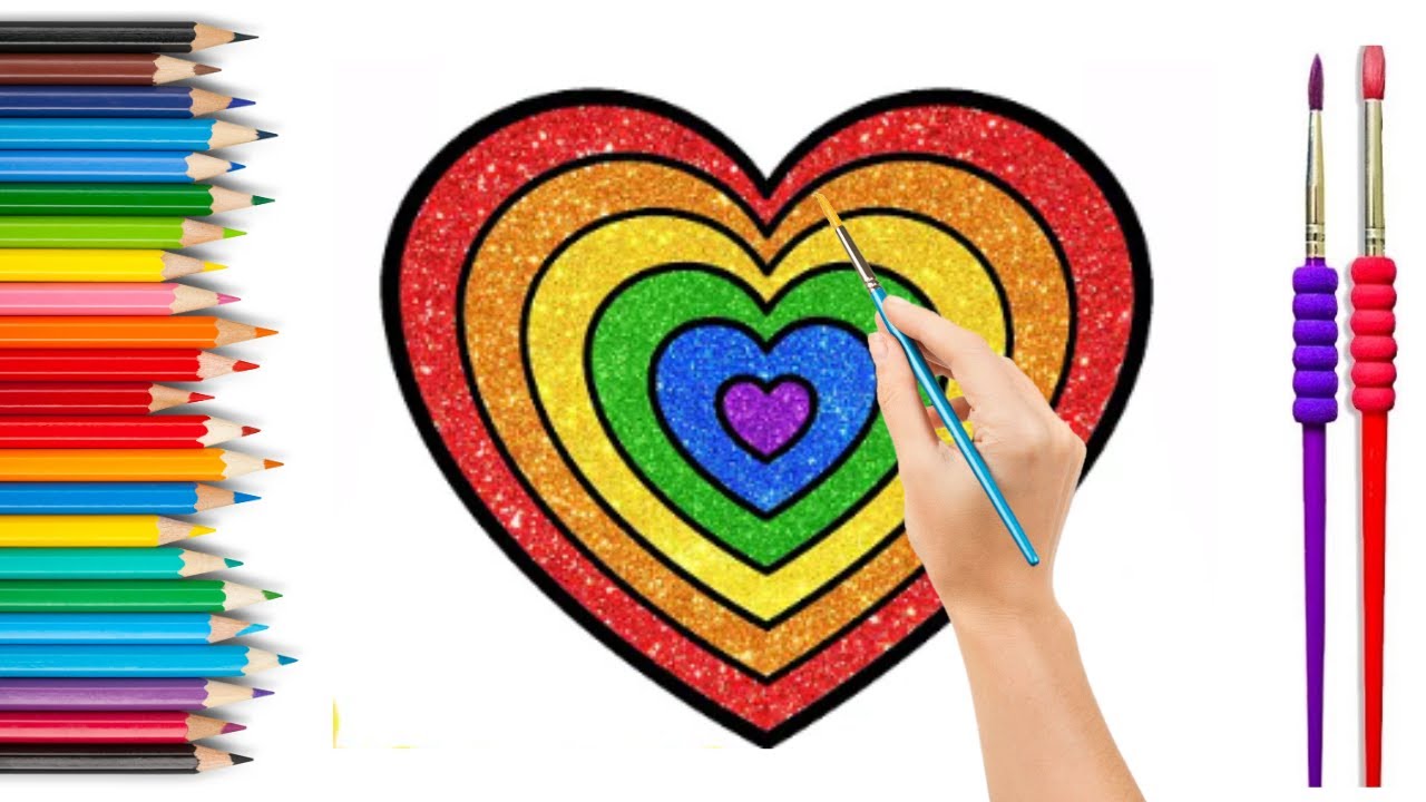 Glitter Rainbow Hearts | How to Draw Heart | Valentines Cute Drawings ...