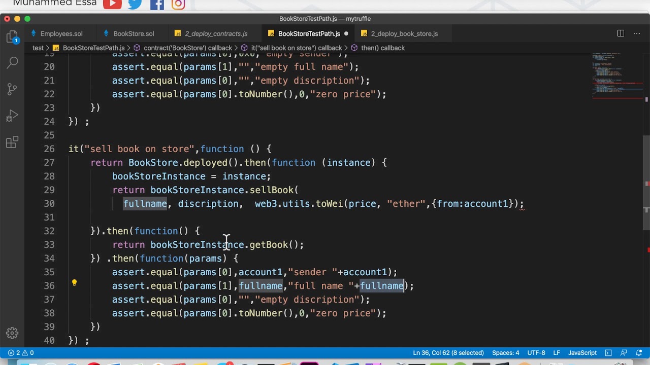 48 Ethereum Truffle framework , test Book Store contract - YouTube