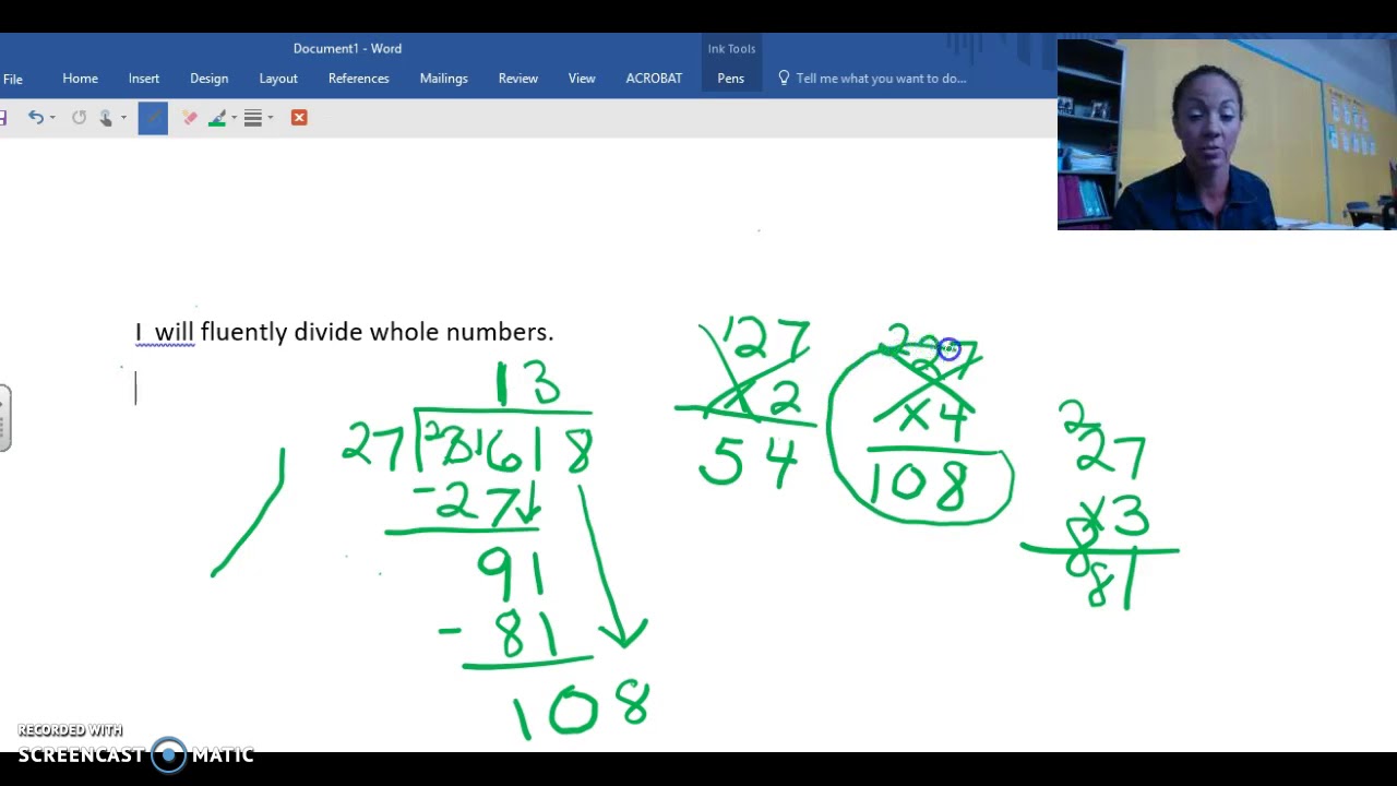 Dividing with Whole Numbers 6th Grade 2018-2019 - YouTube