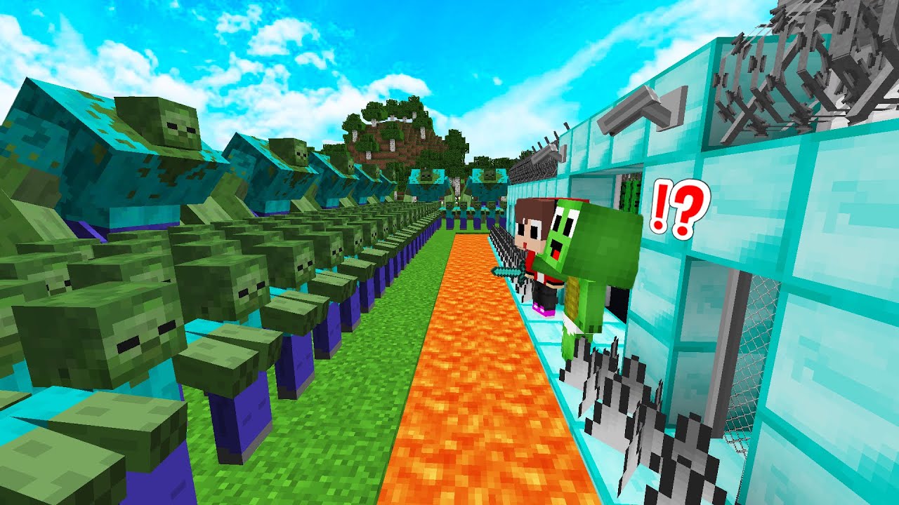 Zombie Apocalypse vs Security Castle Baby Mikey and JJ in Minecraft Challenge (Maizen Mizen ...