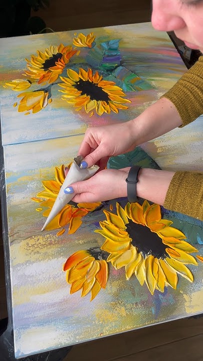 Позитивна квітка соняшник🌻Картини акрилом процес створення картина