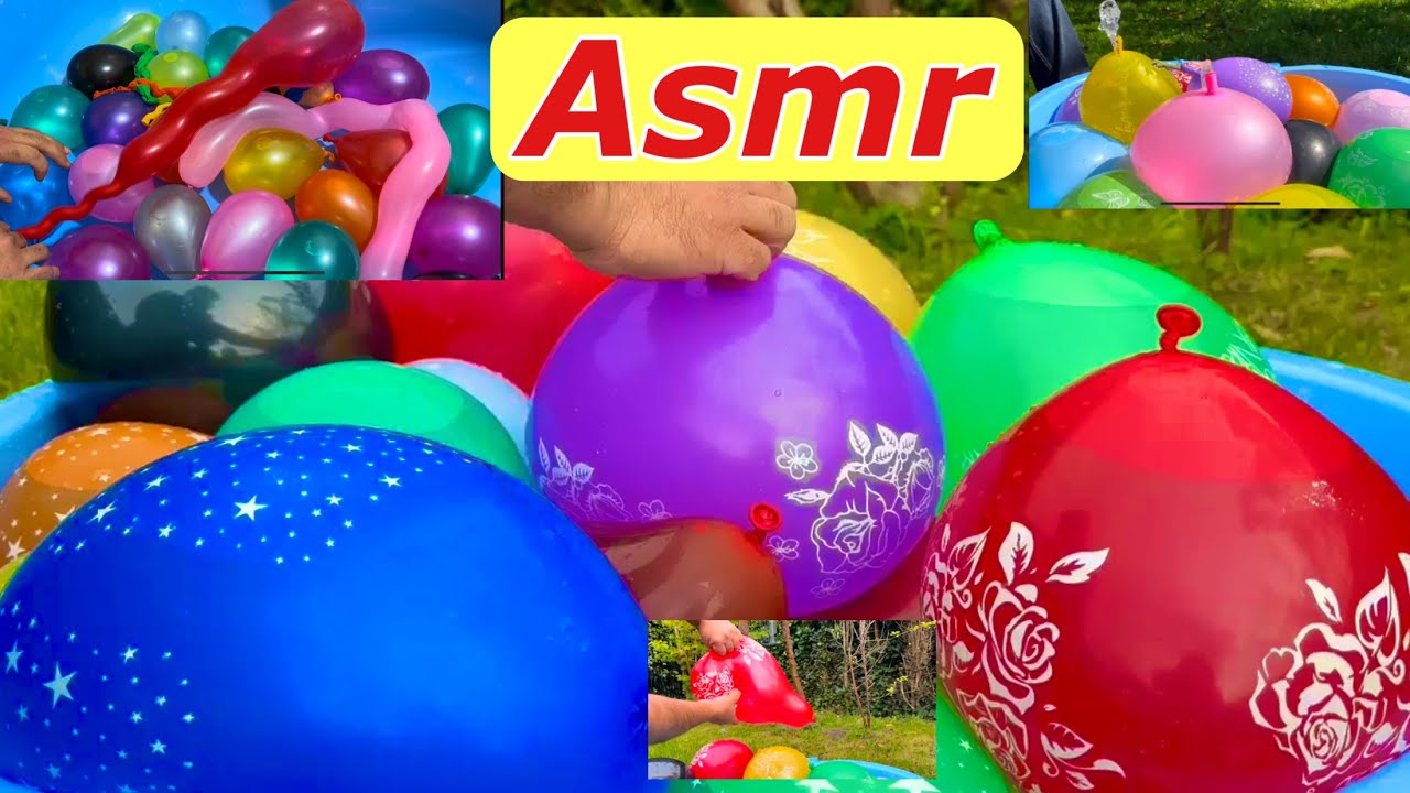 Asmr | water sounds | water balloon Pop | Balloons inflating deflating ...
