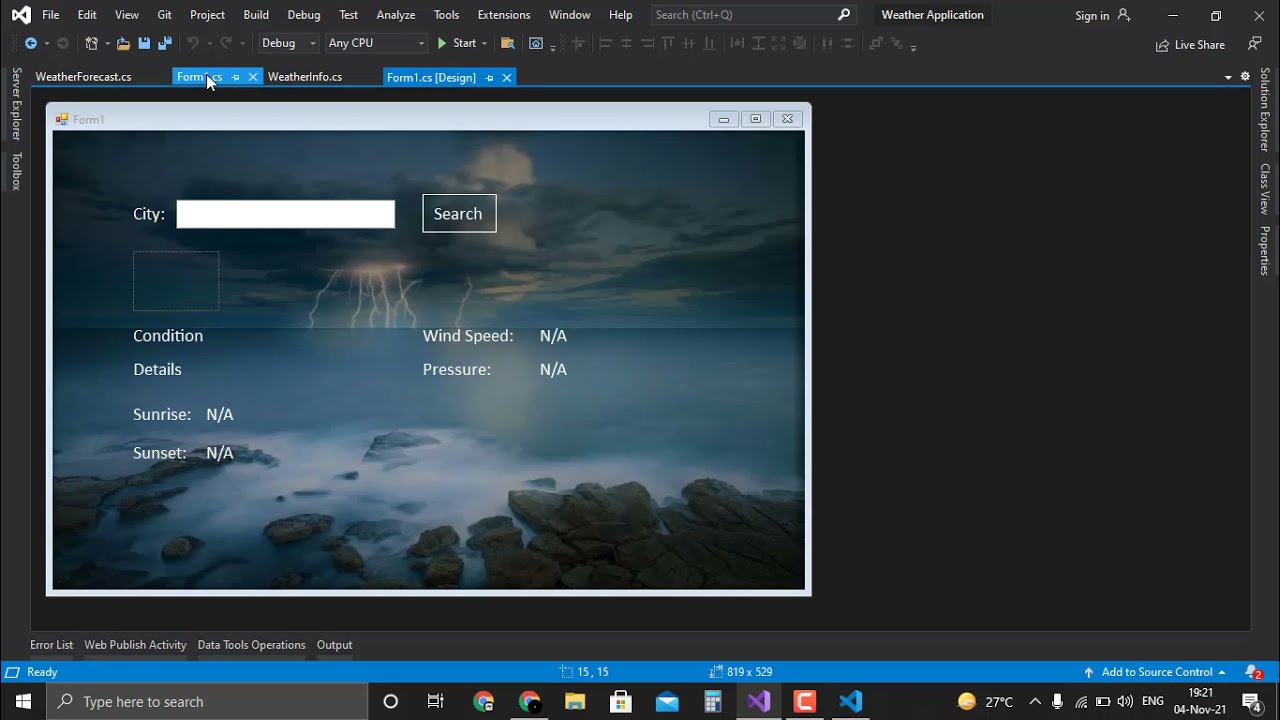 Weather App In C Winform Using Openweathermap Api Part Ii Forecast Programming Concepts