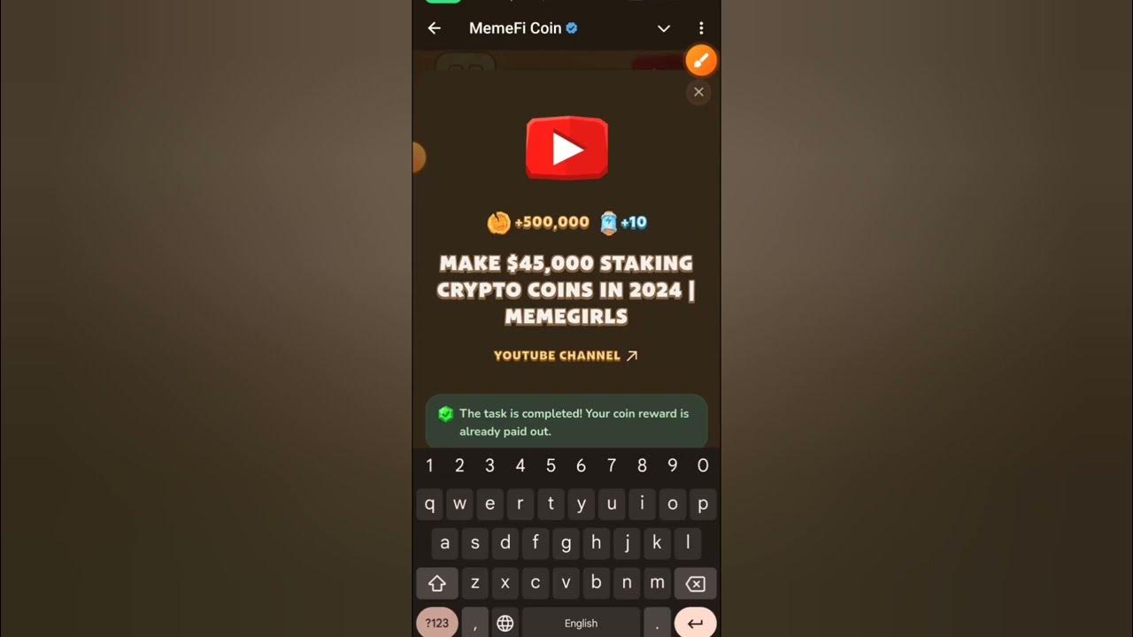 Make $ 45,000 Staking Crypto Coins In 2024 MemeFi Code | Today 22 August MemeFi Video Code - YouTube