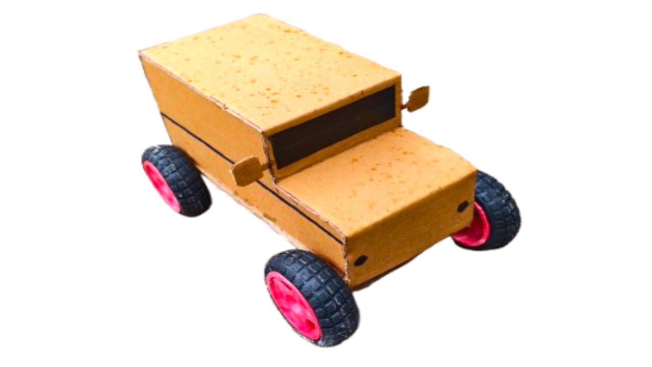 how to make cardboard car with gear motor bolero gadi kaise banate hain ...