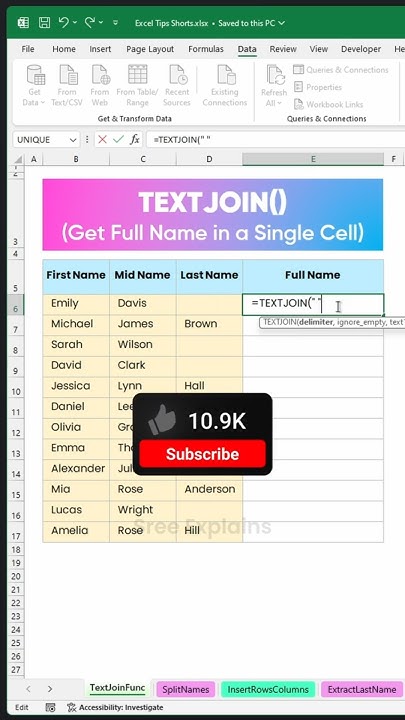 🤓 Text Join Formula in #excel #excelformula #exceltips - YouTube