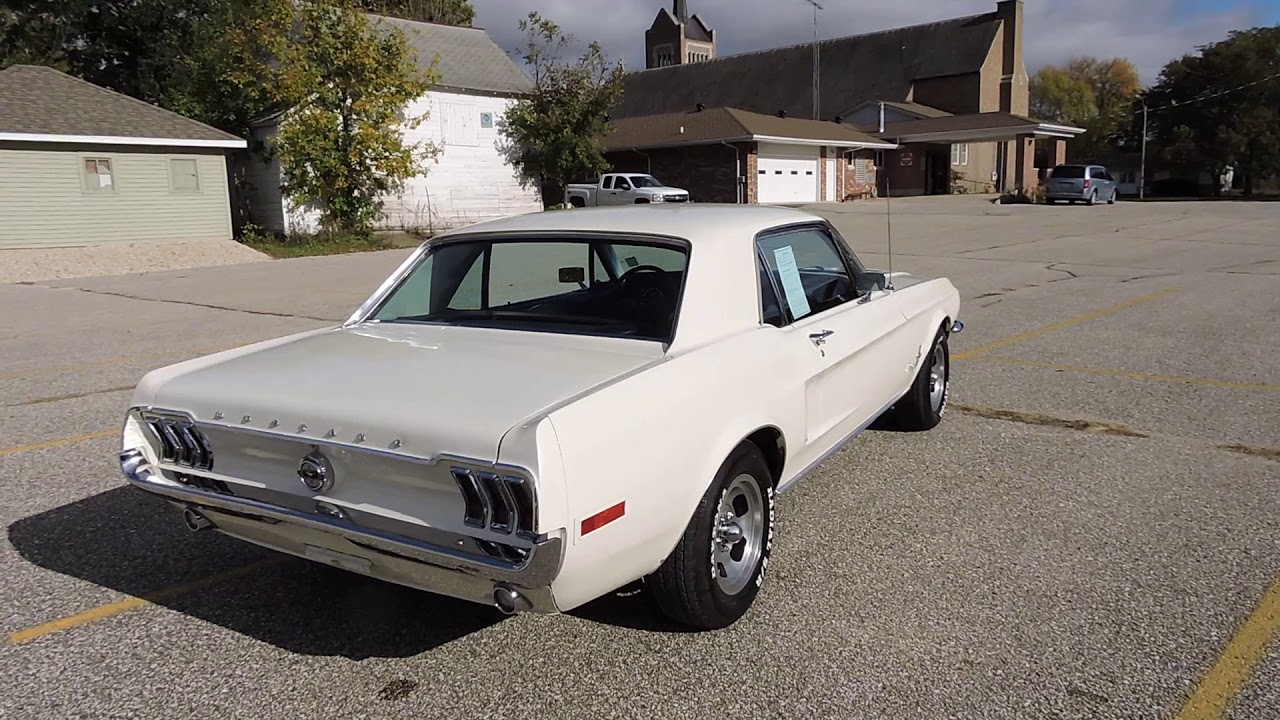 1968 ford mustang white for sale at www coyoteclassics com - YouTube