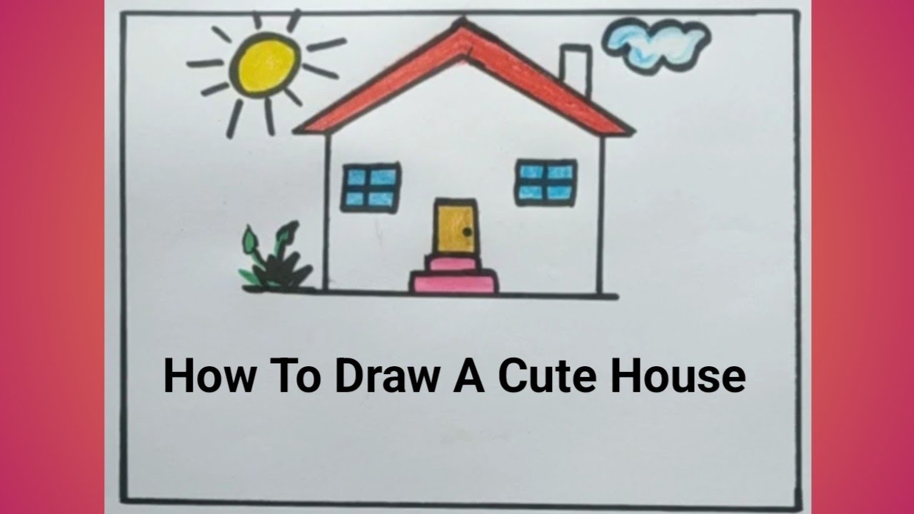 How To Draw A Cute House with Colour Pencil Step By Step. Art Video ...