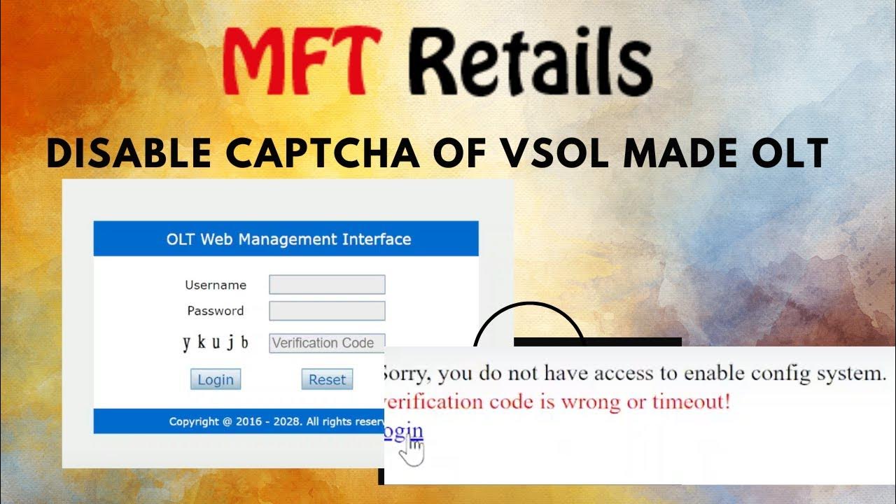 Syrotech Netlink DBC Secureye VSOL Made OLT - Disable Verification Code from Login Page - YouTube