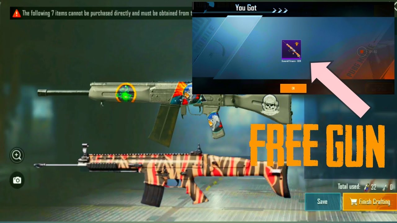 YOU GET FREE S12K PERMANENT GUN SKIN GUNCRAFT OPTION USE S12K PUBG ...