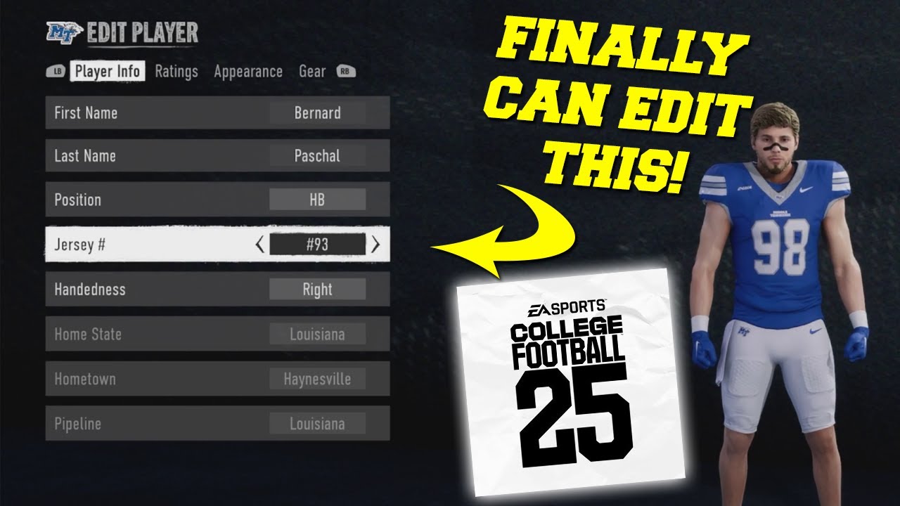 Finally We Can Edit This in College Football 25 | Player Editing Update ...