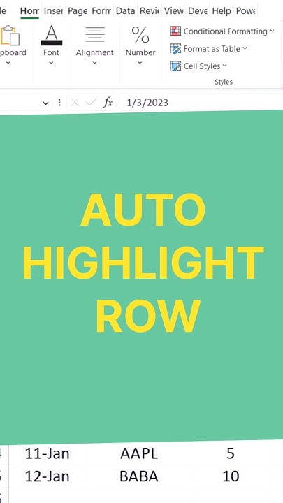 Auto Highlight Rows in Excel - YouTube