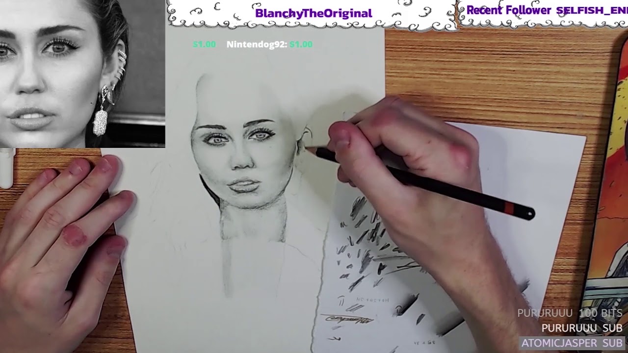 Drawing Miley Cyrus - By Blanchy - YouTube