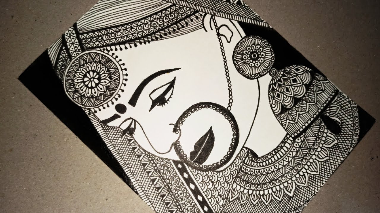 Bride Mandala Art | Mandala Art for beginners step by step | Bride with ...