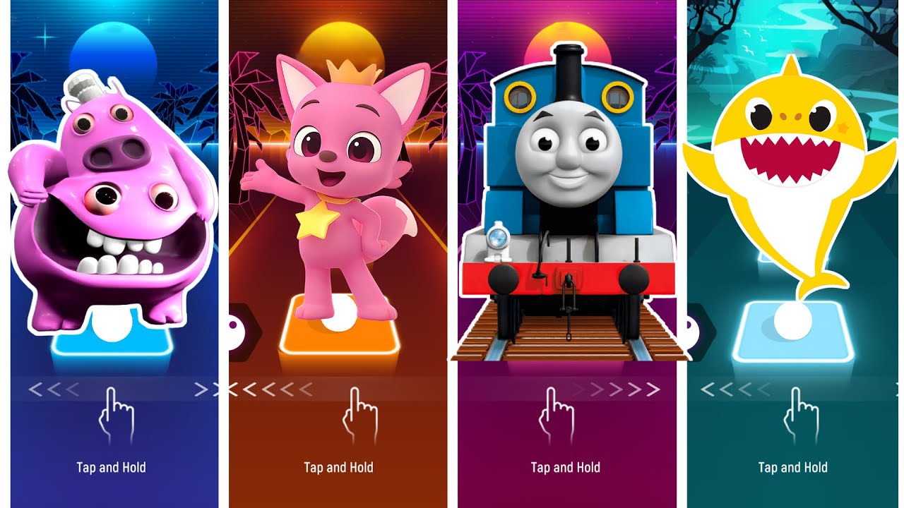 Chef Pigster vs Pinkfong vs Thomas Train vs Baby Shark - Tiles Hop EDM ...