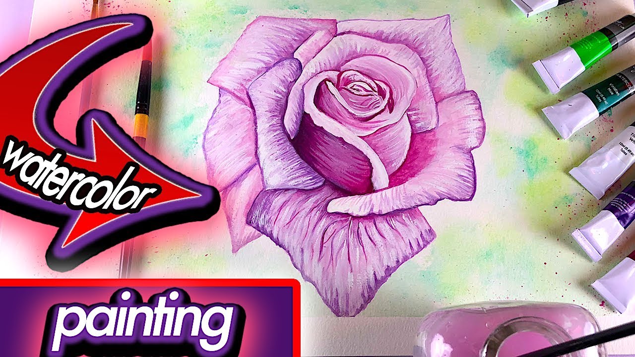 How To Draw A Rose - Watercolor Rose - YouTube