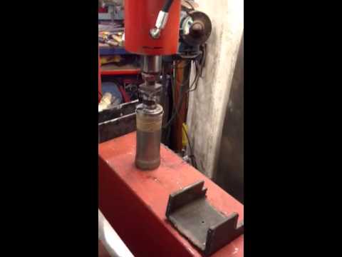 Home made hydraulic press flaring 3" pipe - YouTube