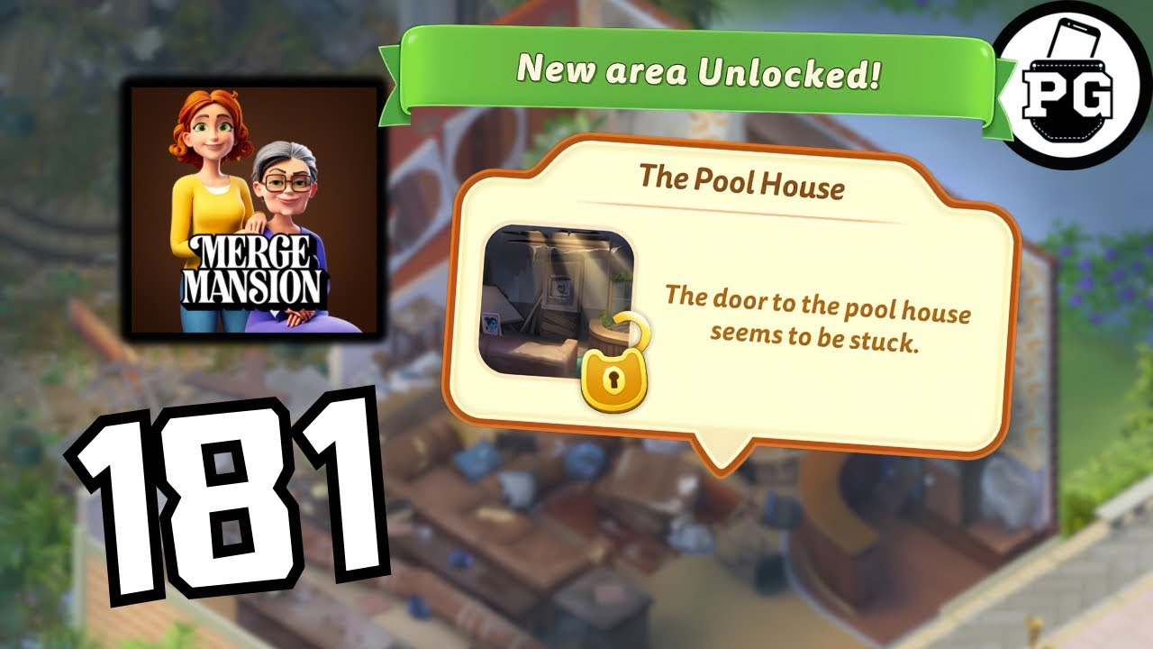 New Area Unlocked - Pool House! [ Story Cinematic ]🏡 Merge Mansion ...