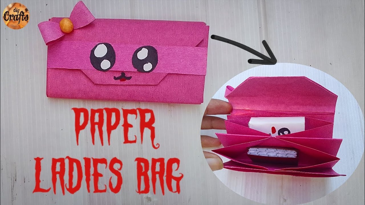 how to make a paper bag | easy origami paper bag | paper ladies bag ...