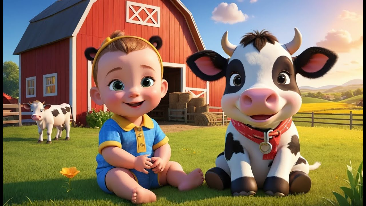 Baby Cow Say Moo Moo Moo | Fun Animal Sounds Song for Kids | Cute Cow ...