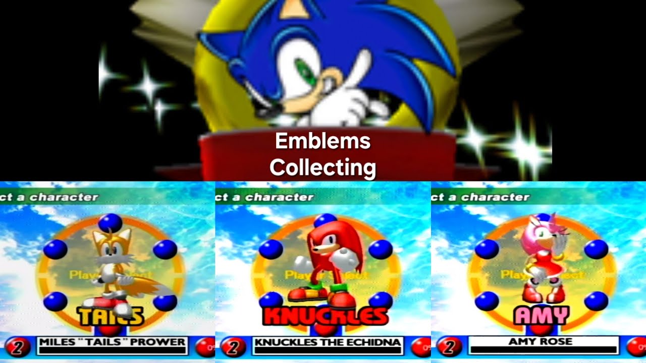 Sonic Adventure DX Tails, Knuckles, Amy emblem collecting - YouTube