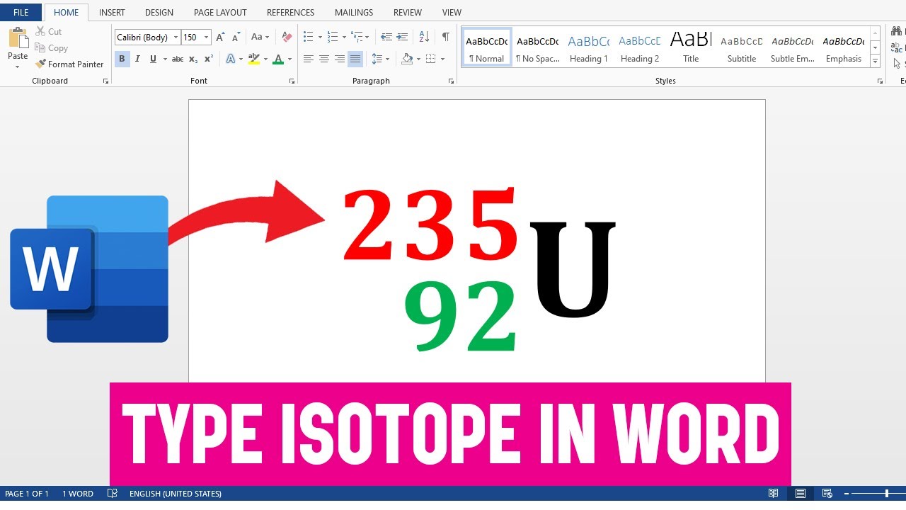 How to write Isotopes in Microsoft Word - YouTube