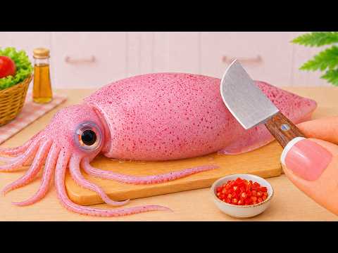 Simple Tiny Cooking 🦑 Yummy Miniature Hot Cheesy Crab Calamari Roll | Petite Cooking
