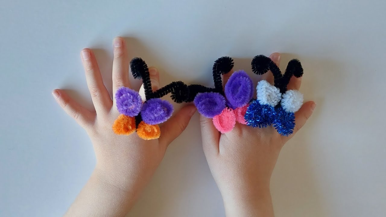 🦋Cum sa faci un INEL cu FLUTURE, din sarma plusata💍 ___Pipe cleaner ...
