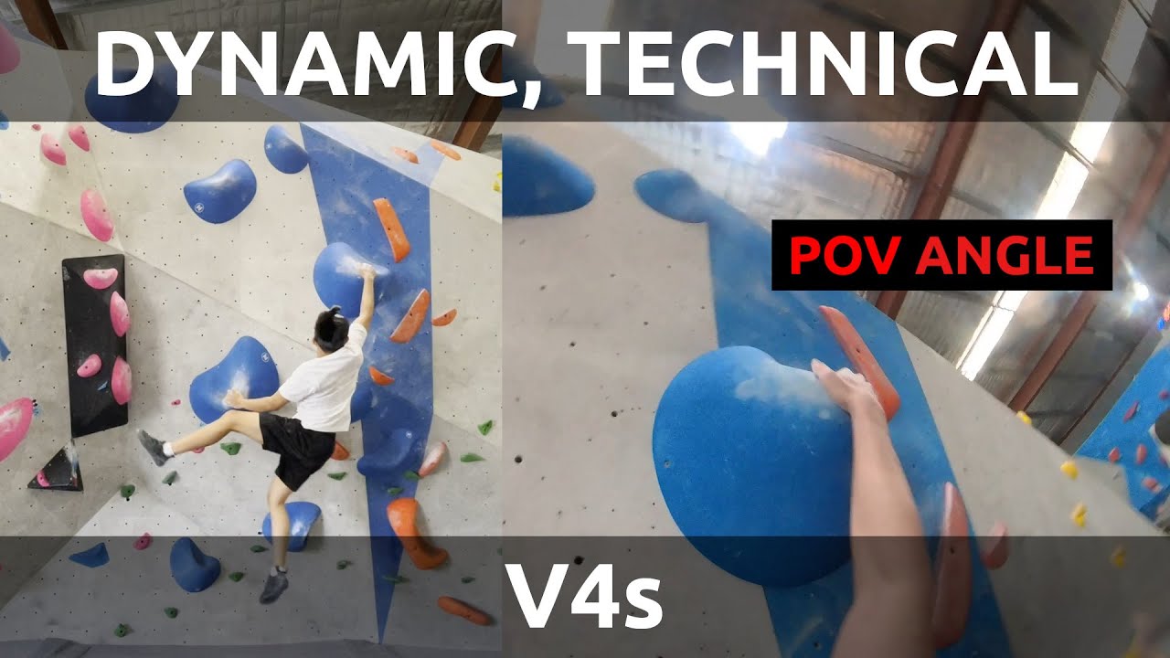 Progressing through V4s in climbing | POV Bouldering Session - YouTube