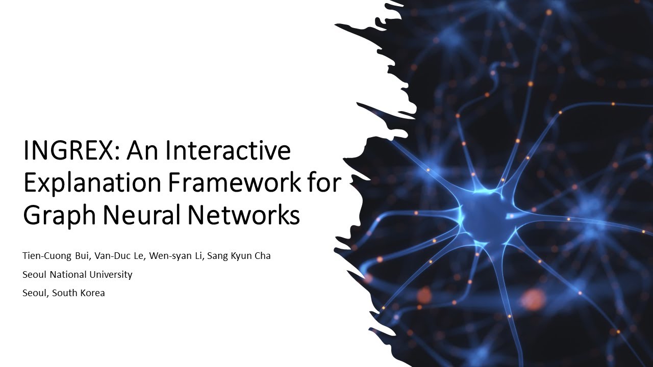 A Demonstration for INGREX: An Interactive Explanation Framework for Graph Neural Networks - YouTube