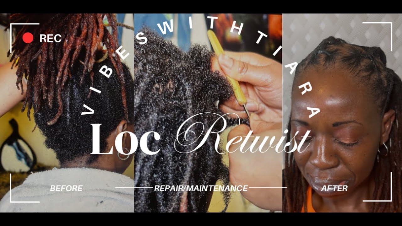 Loc retwist | Before & After...Repair, reattaching, palm rolling ...