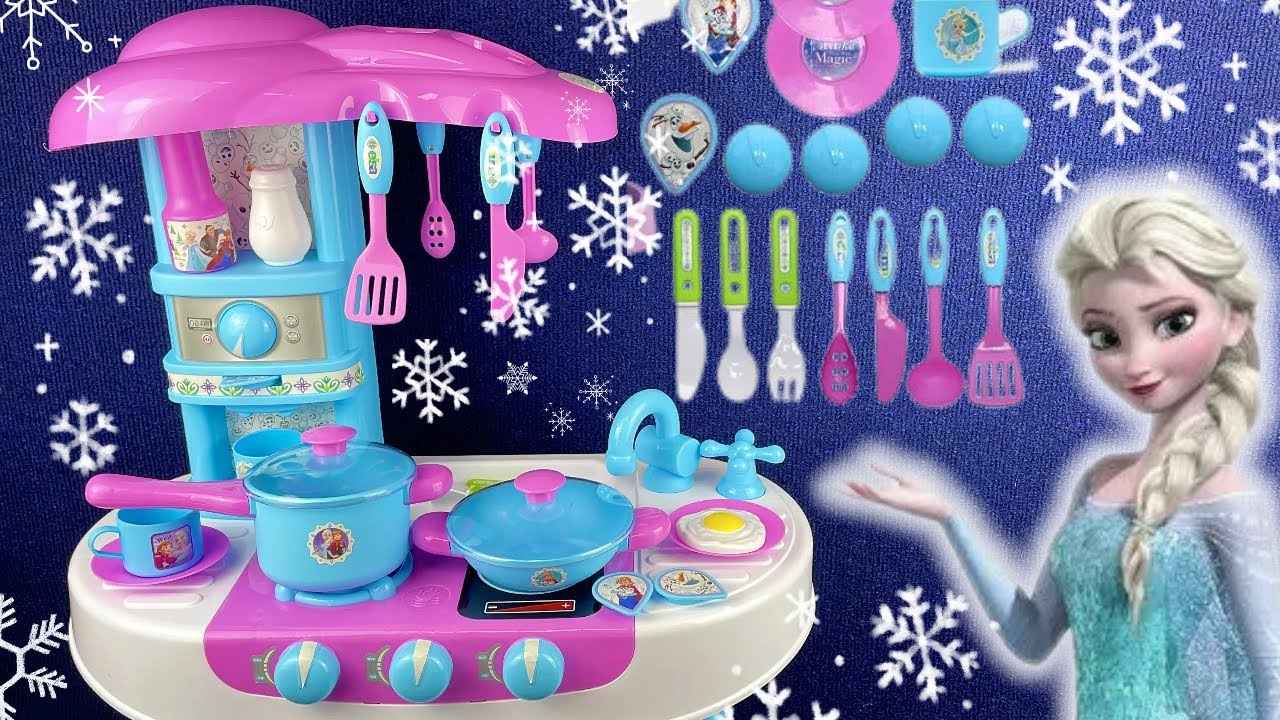 8 Minutes Satisfying with Unboxing Frozen Elsa Kitchen Toy Set Review ...